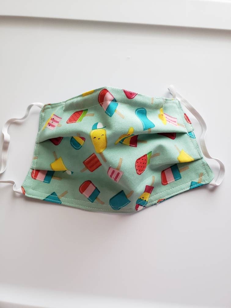 Popsicle face mask 3 layers 100% cotton reusable washable | Etsy