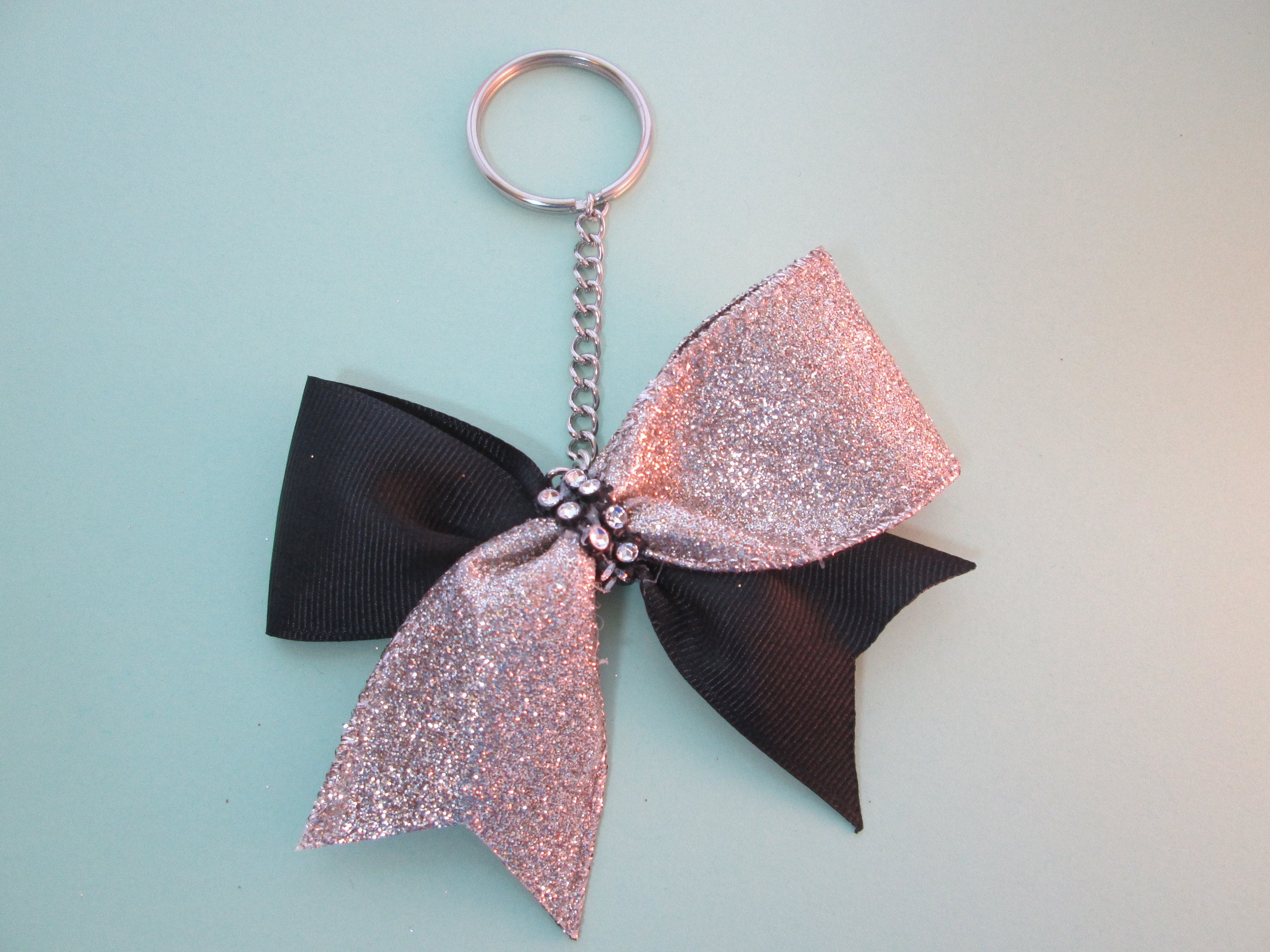 Cheer Bow Keychain Black and Silver Cheer Bow Keychain for - Etsy
