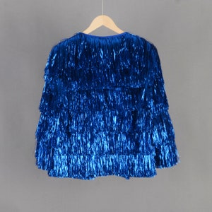 Blue Tinsel Fringe Jacket,personalized Gift for Her,bridal Jacket ...