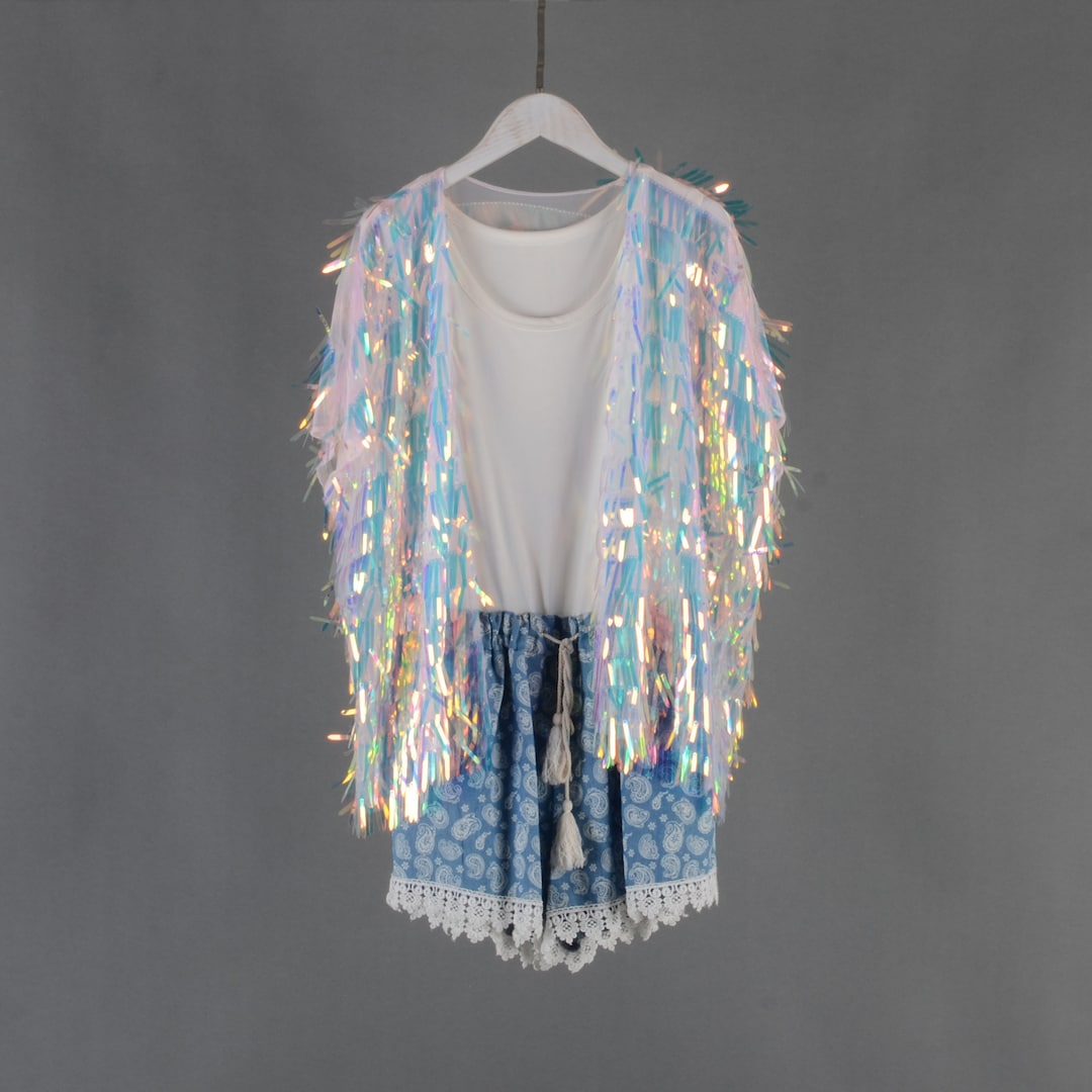 Sleeveless Pink Sequins Kimono,festival Kimono,sequin Duster,rave ...