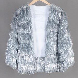 Silver Tinsel Fringe Jacket,personalized Gift for Her,bridal Jacket ...