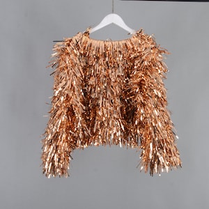 Champagne Gold Tinsel Jacket,personalized Gift for Her,tinsel Dress ...