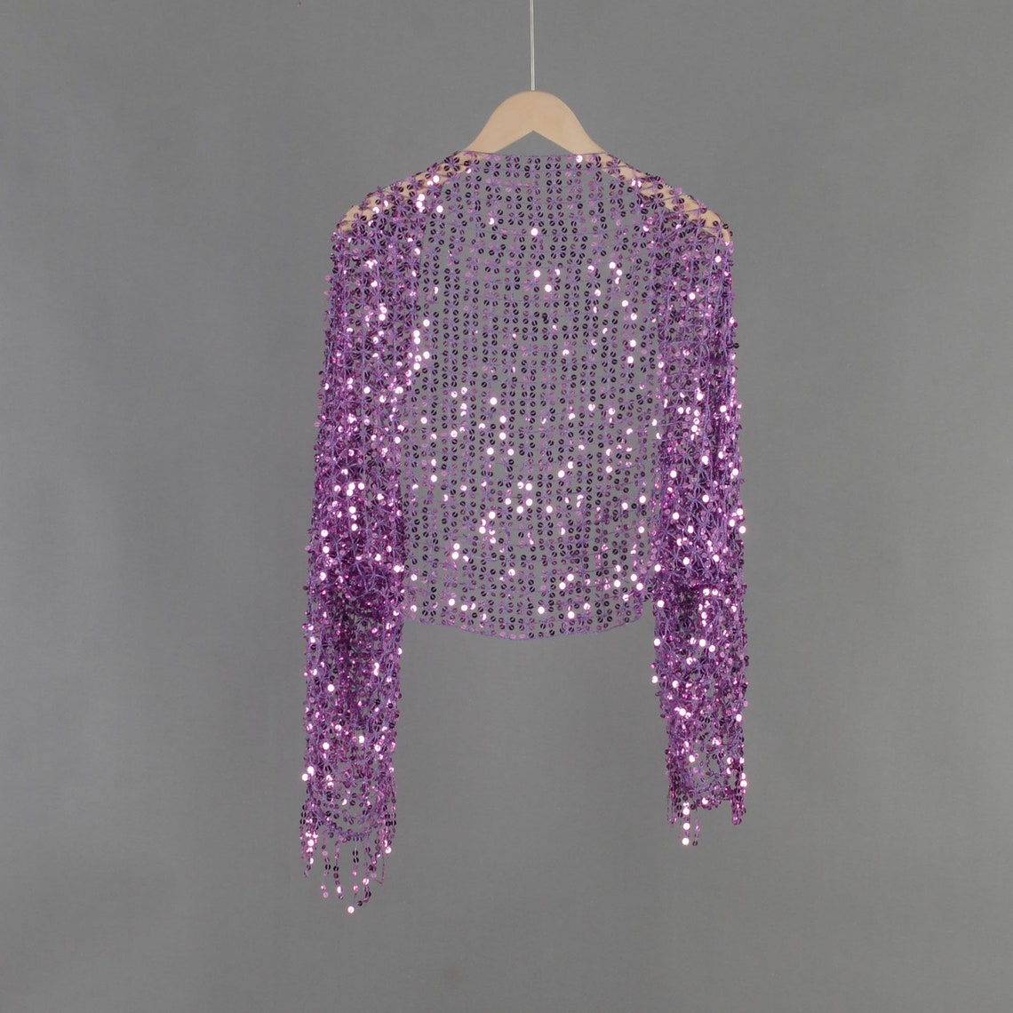 Purple Sequin Shrug: Tassel Shawl, Party Cover-up - Etsy