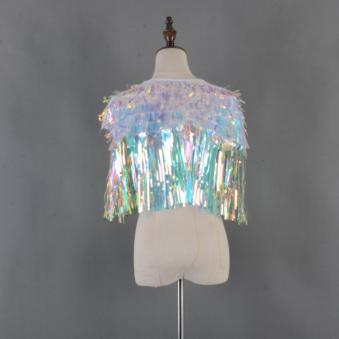 Holographic Transparent Sequins Cape,festival Cape,rave Outfit ...