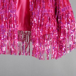 Rose Pink Sequins Fringe Jacket,handmade Clothing,personalized Gift ...