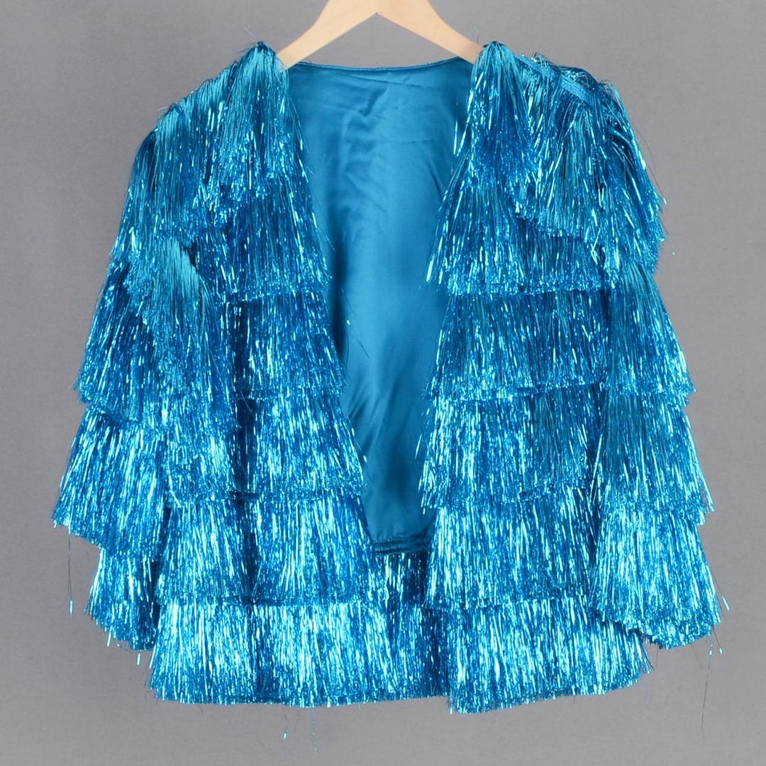 Turquoise Tinsel Fringe Jacket,personalized Gift for Her,bridal Jacket ...