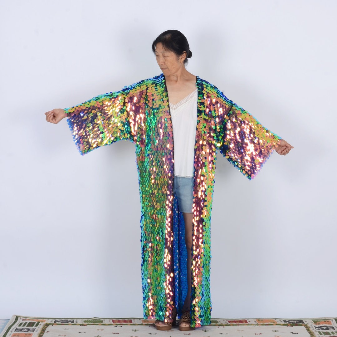 Sequin Kimono,mermaid Sequin Festival Kimono,sequin Duster,rave ...