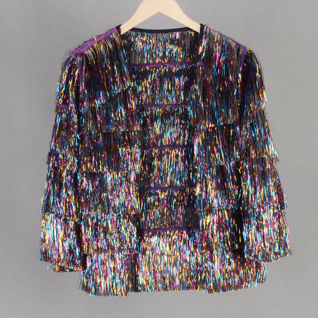 Rainbow Tinsel Fringe Jacket: Handmade Party Clothing - Etsy