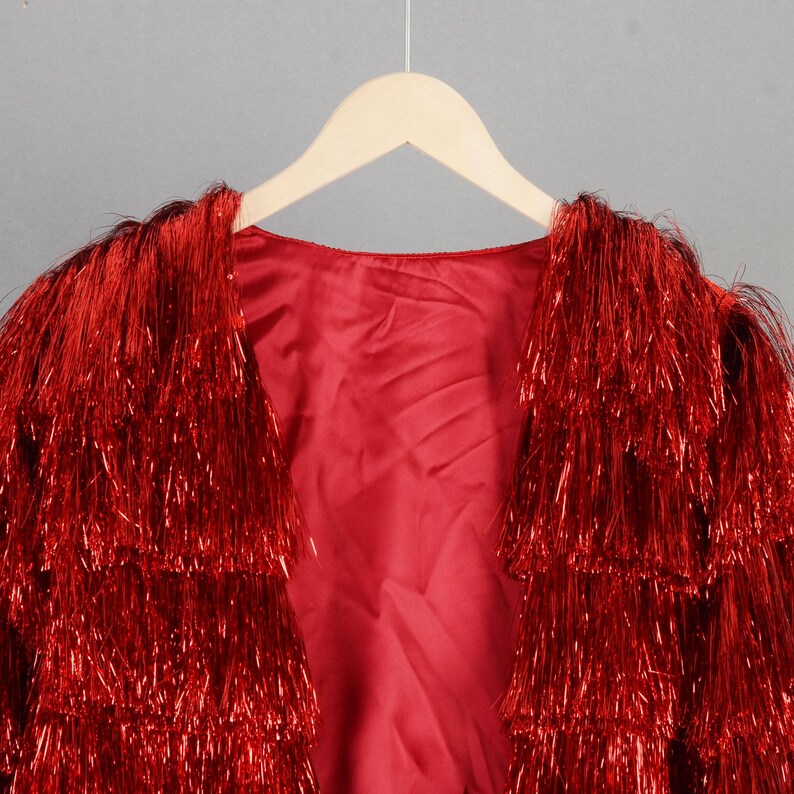 Red Tinsel Fringe Jacket: Handmade Party Clothing - Etsy