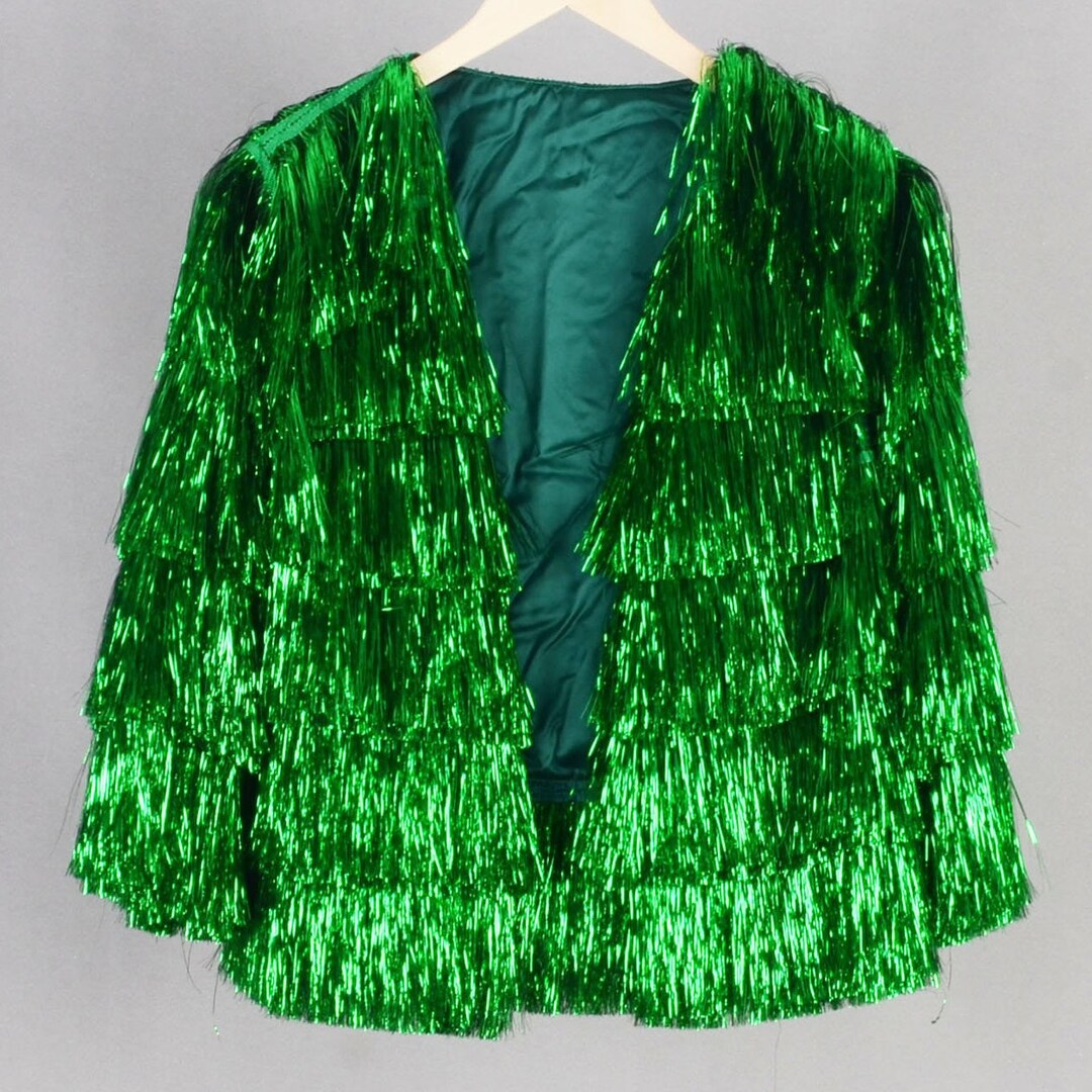 Green Tinsel Fringe Jacket,personalized Gift for Her,bridal Jacket ...