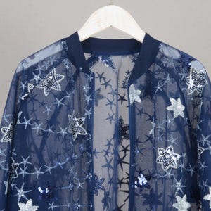 Navy Star Sequin Bomber Jacket: Sheer Tulle Bridal Cover-up - Etsy