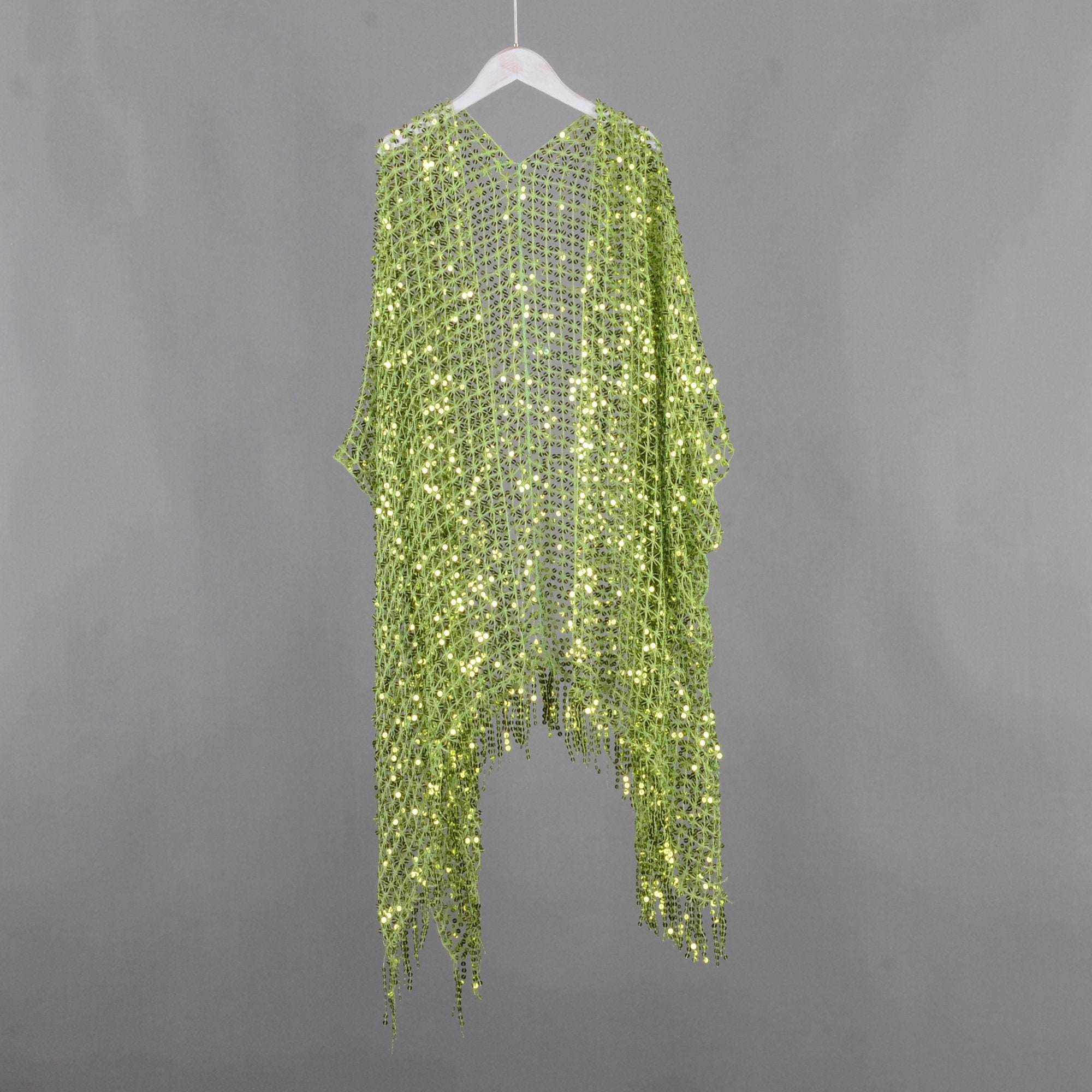Green Sequin Kimono: Sheer Boho Beach Cover-up - Etsy