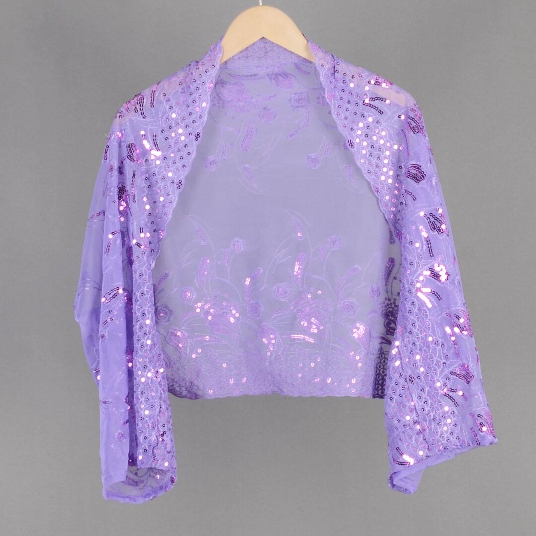 Purple Floral Sequins Shrug,peacock Wedding Shrug,loose Fit,sequins ...
