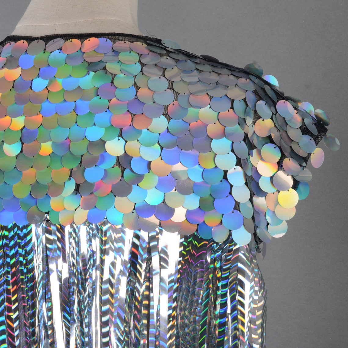 Holographic Sequin Festival Cape: Iridescent Tinsel Rave Cape - Etsy