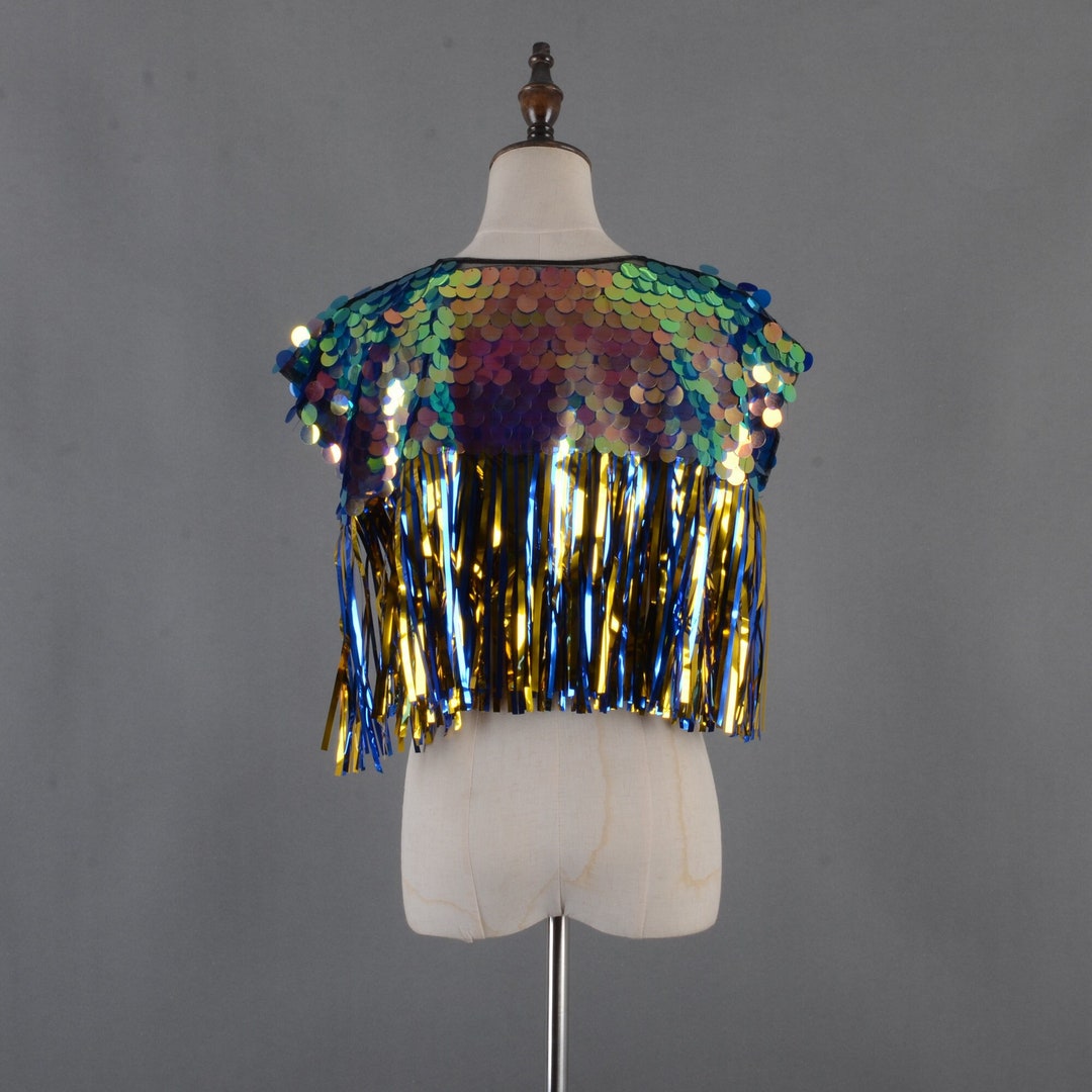 Holographic Sequin Tinsel Cape: Festival Party Wear - Etsy