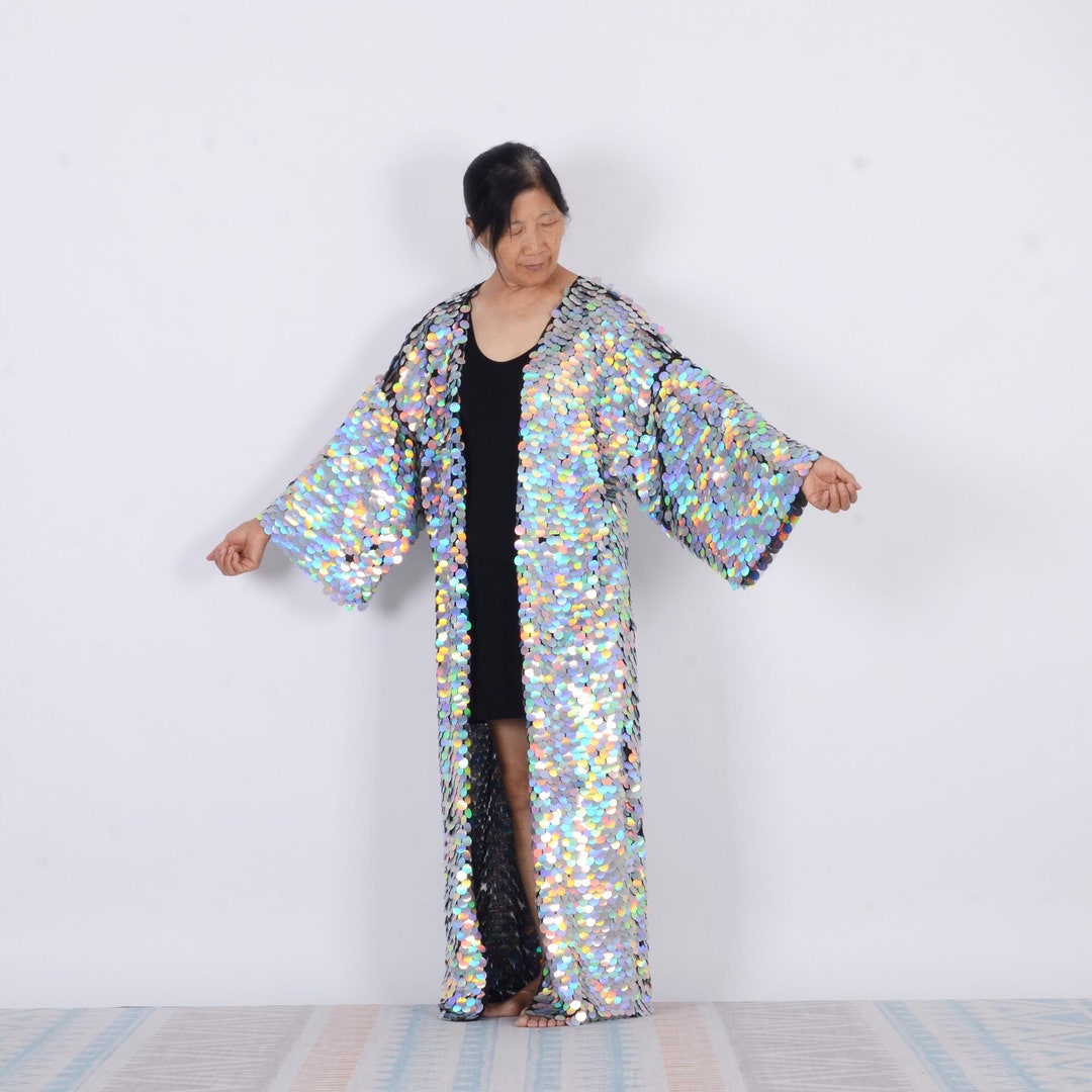 Holographic Sequin Kimono Duster: Rave Festival Outfit - Etsy
