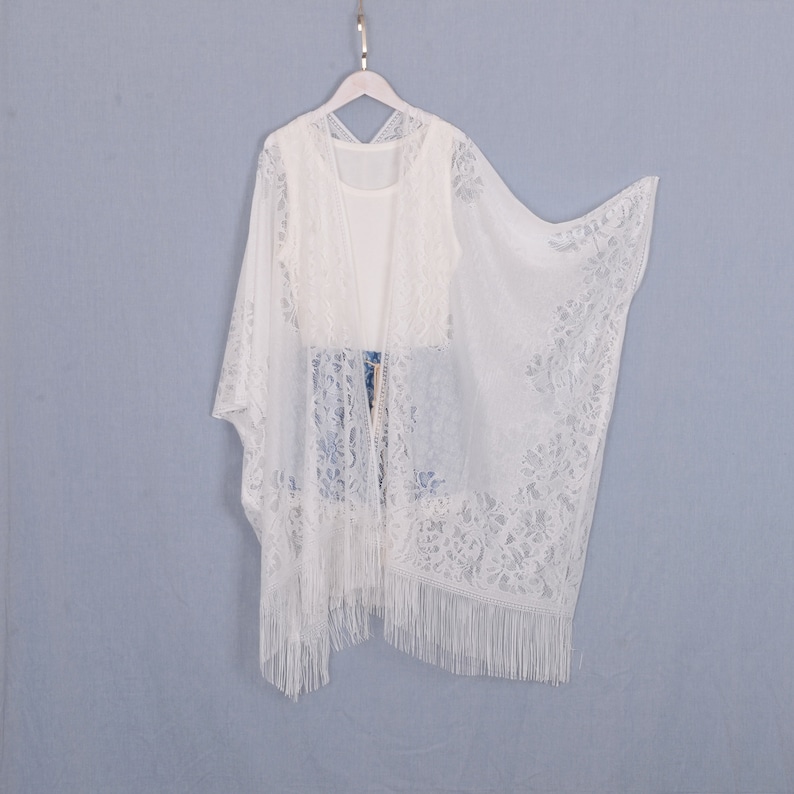 Long Bohemian Kimono White Lace Kimonocardiganboho - Etsy