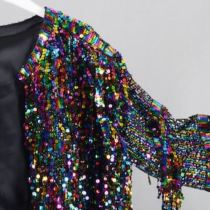 Rainbow Sequin Fringe Jacket: Handmade Tinsel Bridal Jacket - Etsy