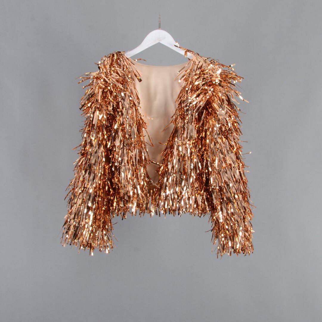 Champagne Gold Tinsel Jacket,personalized Gift for Her,tinsel Dress ...