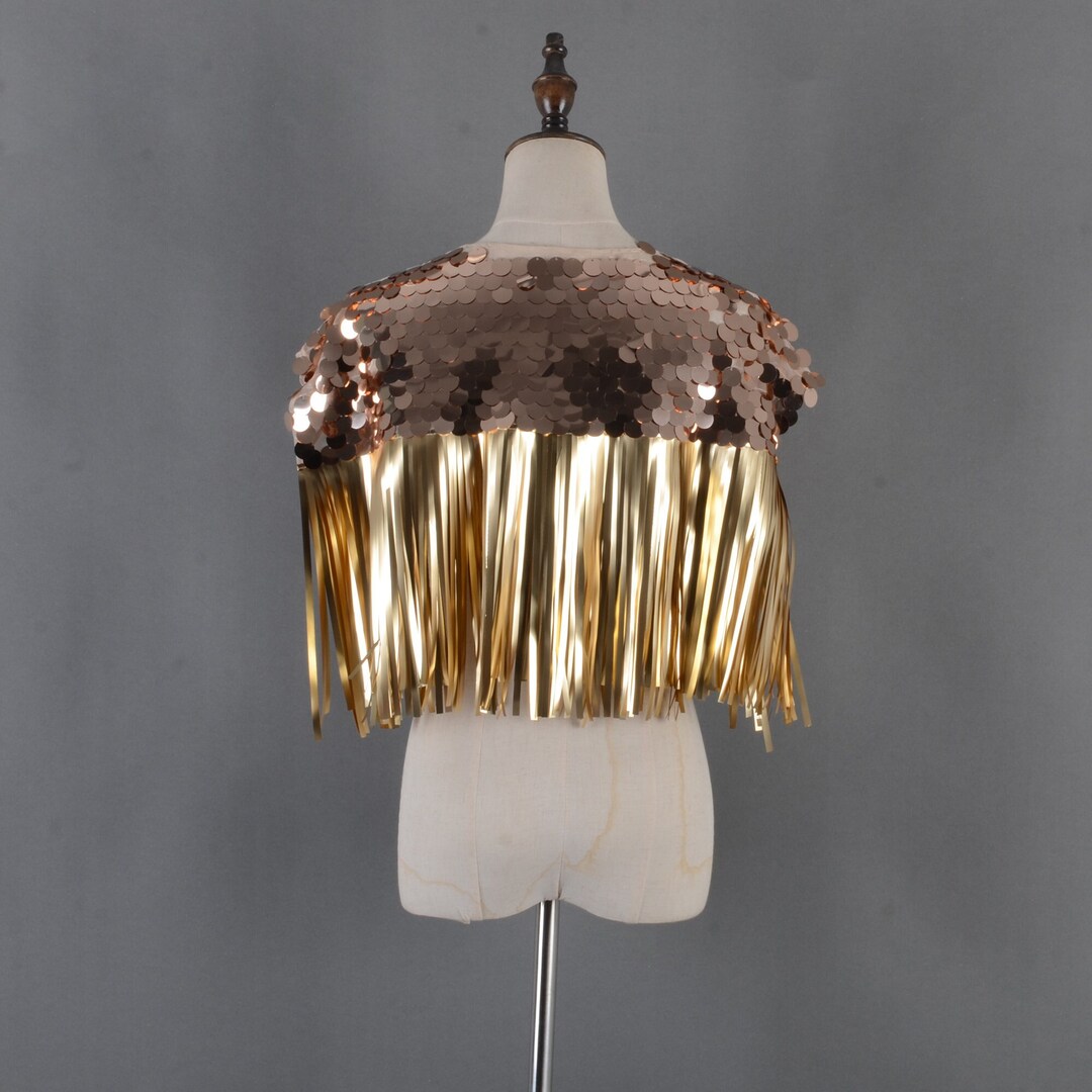Champagne Gold Sequin Cape: Iridescent Tinsel Festival Outfit - Etsy