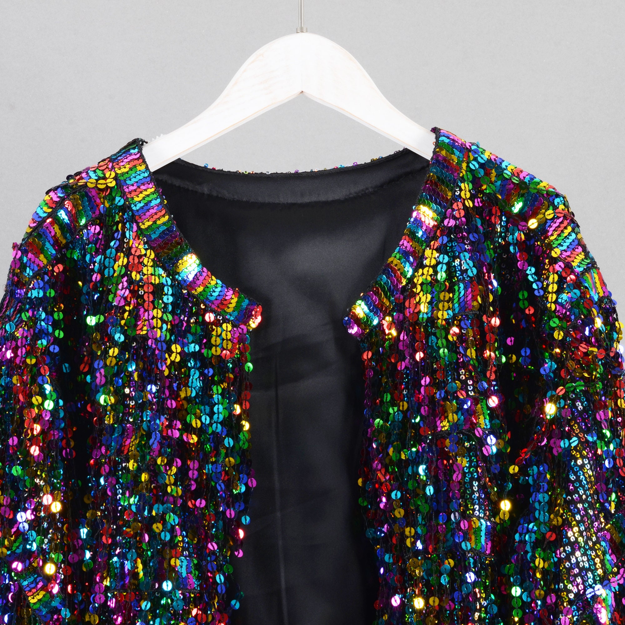 Rainbow Sequin Fringe Jacket: Handmade Tinsel Bridal Jacket - Etsy Canada