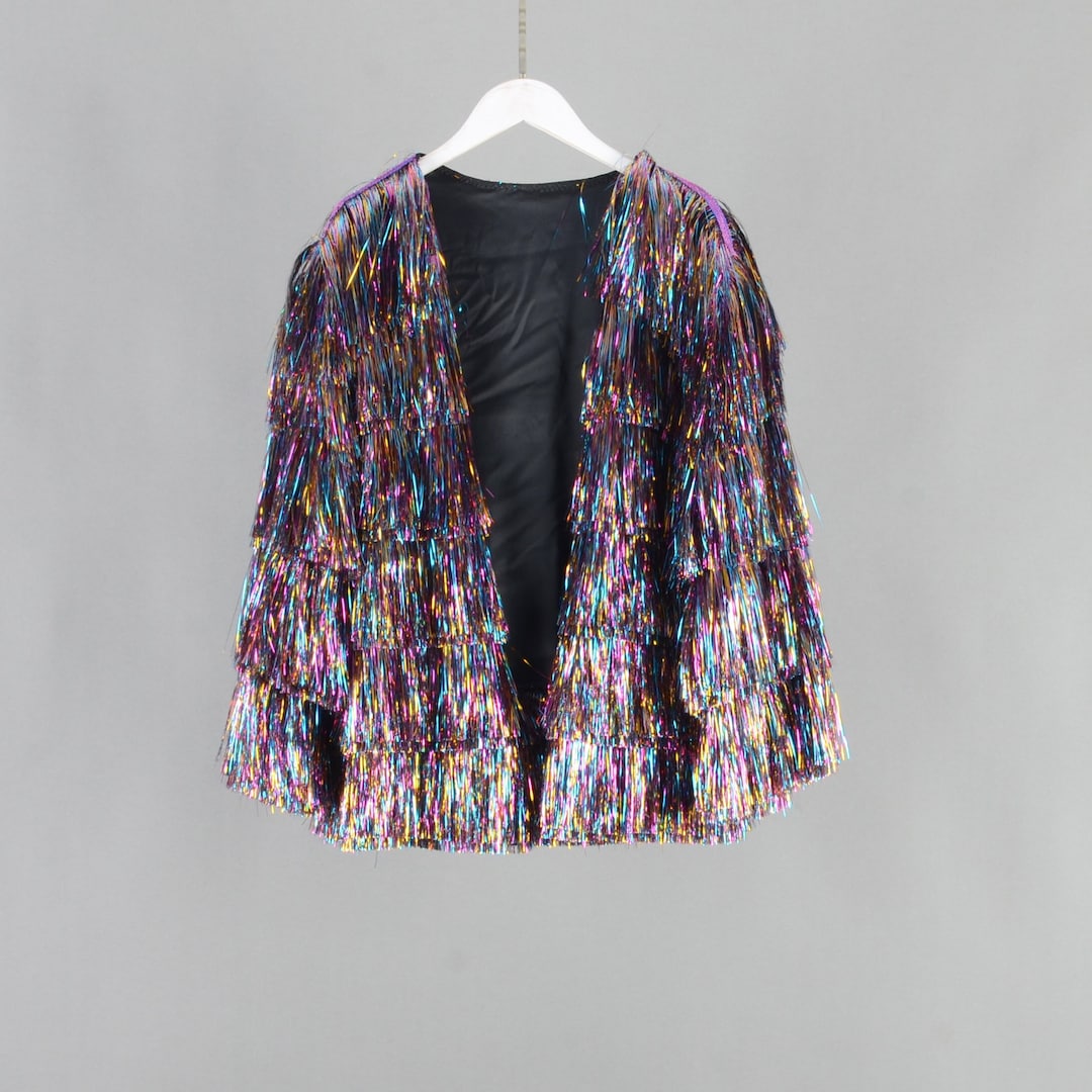 Rainbow Tinsel Fringe Jacket,personalized Gift for Her,bridal Jacket ...