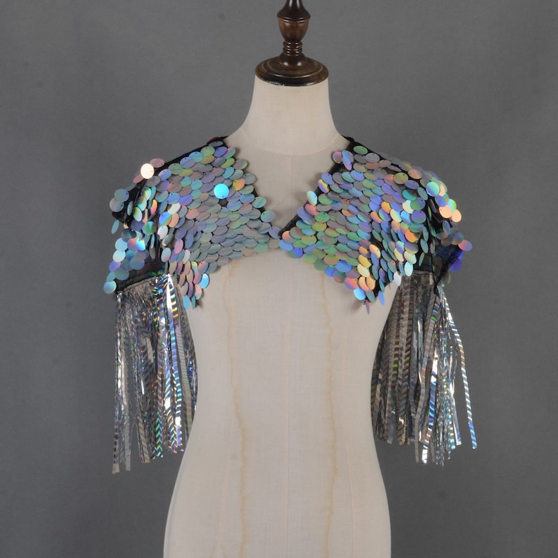 Holographic Sequin Festival Cape: Iridescent Tinsel Rave Cape - Etsy
