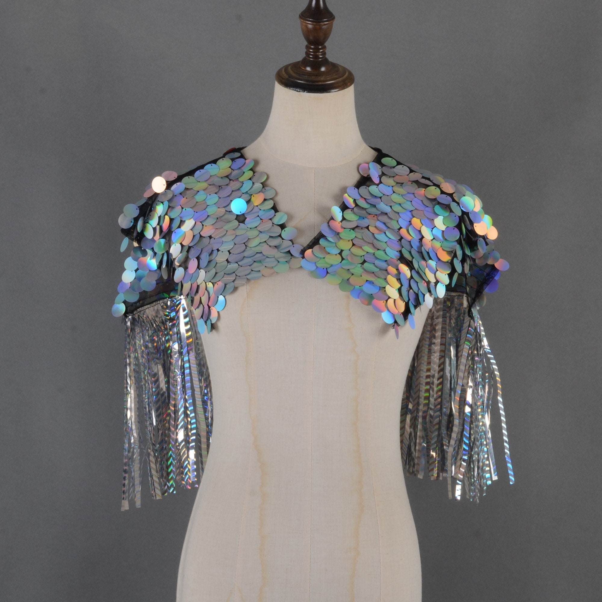 Holographic Sequin Festival Cape: Iridescent Tinsel Rave Cape - Etsy