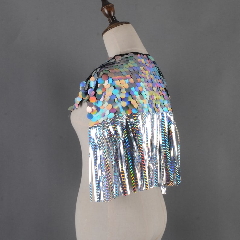 Holographic Sequin Festival Cape: Iridescent Tinsel Rave Cape - Etsy