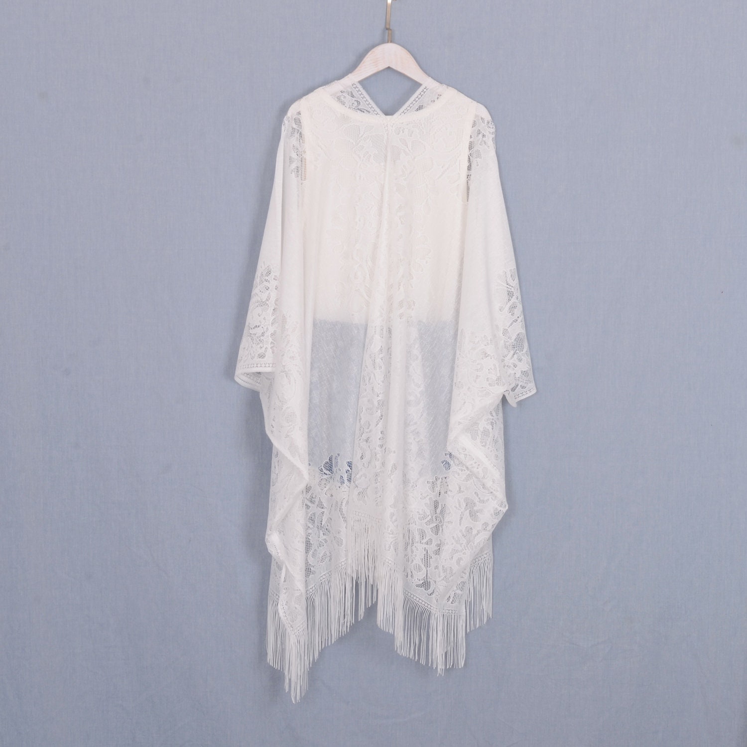 Long Bohemian Kimono White Lace Kimonocardiganboho | Etsy