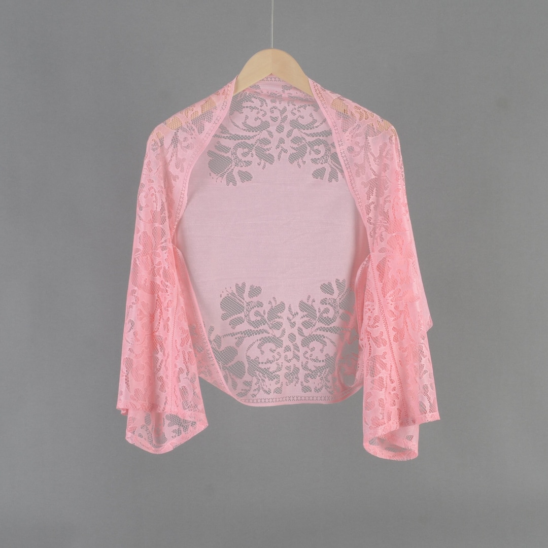 Pink Lace Shrug,wedding Shrug,bridal Shawl,loose Fit,bolero,shawl,party ...