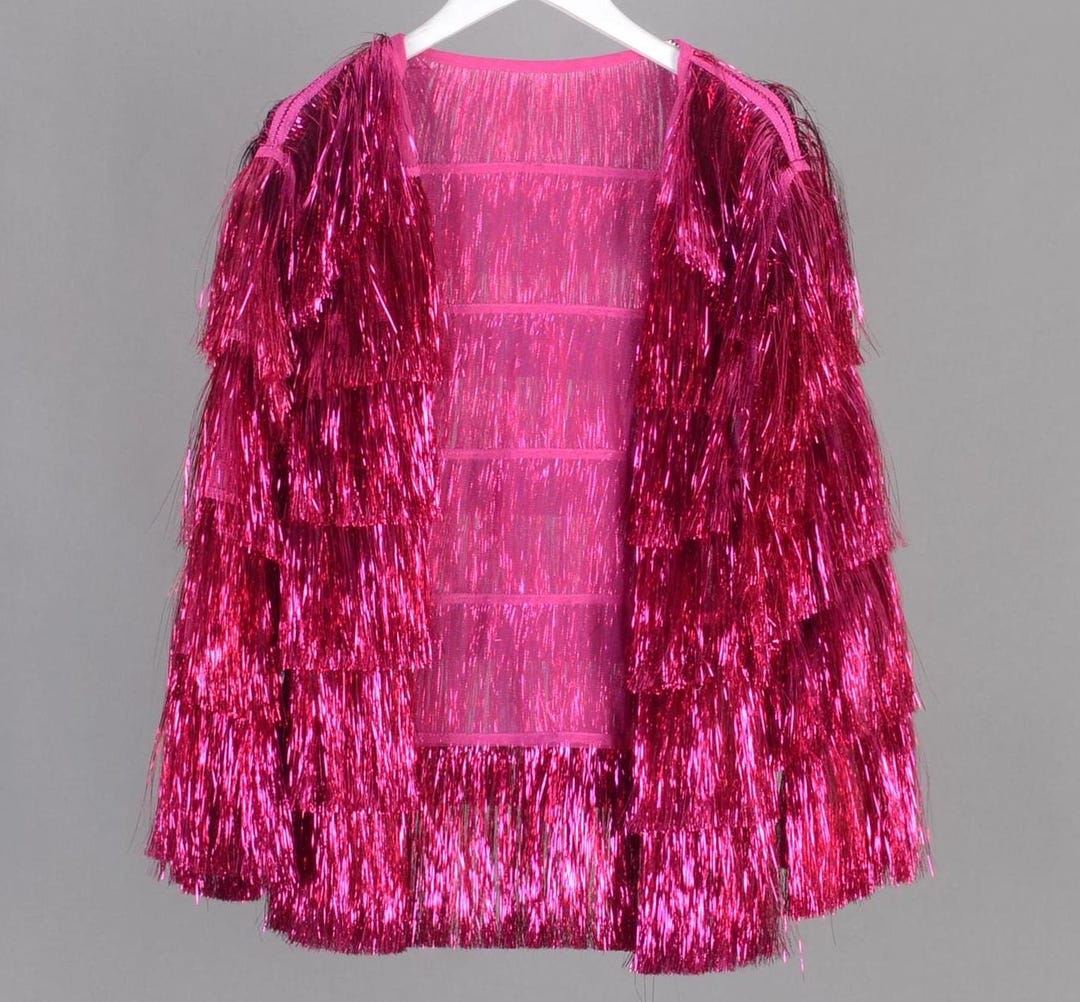 Rose Pink Tinsel Fringe Jacket: Party Festival Clothing - Etsy