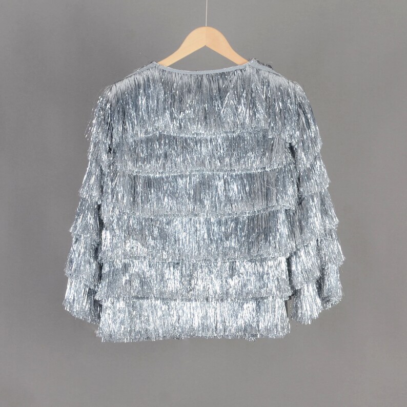 Silver Tinsel Fringe Jacket: Handmade Party Clothing - Etsy