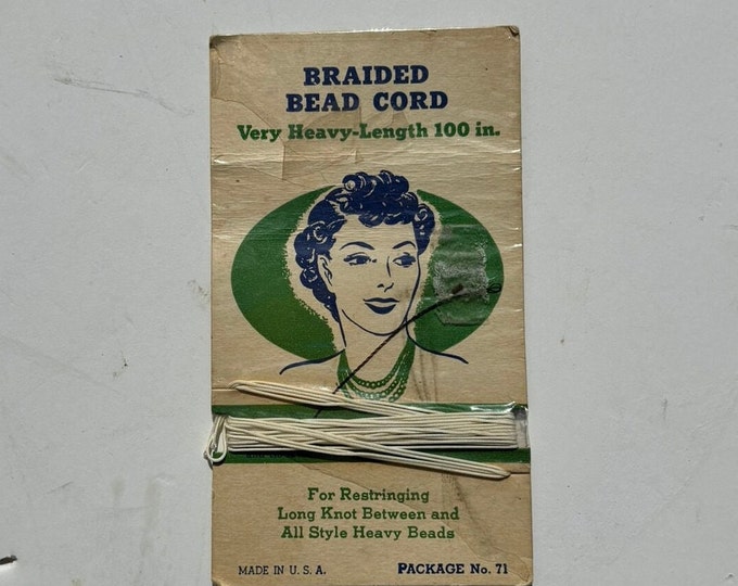 40s 50s Braided Bead Cord Card Vintage Unopened 100 Inches Necklace ...