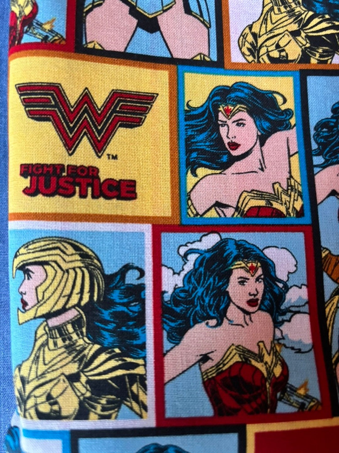 Vintage Wonder Woman Cotton Fabric 1984 DC Comics Cartoon League of ...