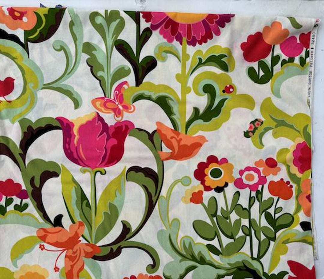 Oops-a-daisy Keiki Moda Japan Cotton Home Decor Fabric Red Greens ...