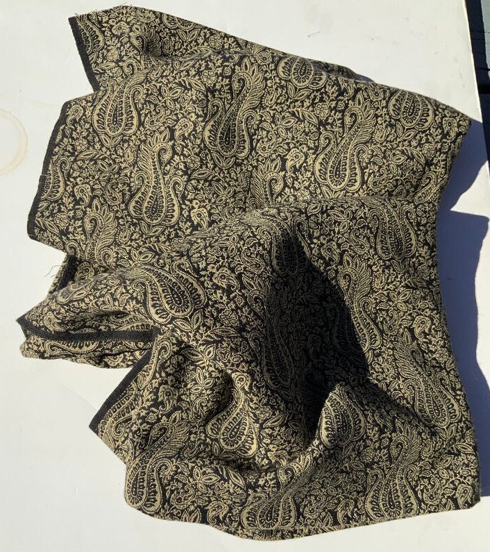 Vintage Cotton Paisley Upholstery Fabric Brown Tan for Pillow Cover ...