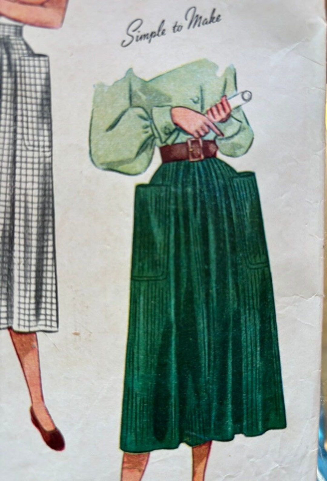 Cut but Complete 1950s Gathered Skirt Pockets Sewing Pattern Vintage ...