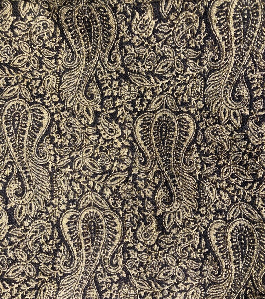 Vintage Cotton Paisley Upholstery Fabric Brown Tan for Pillow Cover ...