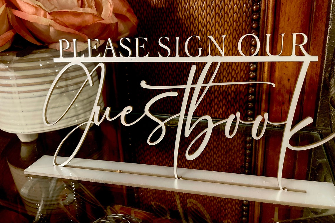Guestbook Wedding Sign With Stand SVG Guestbook Table Sign - Etsy