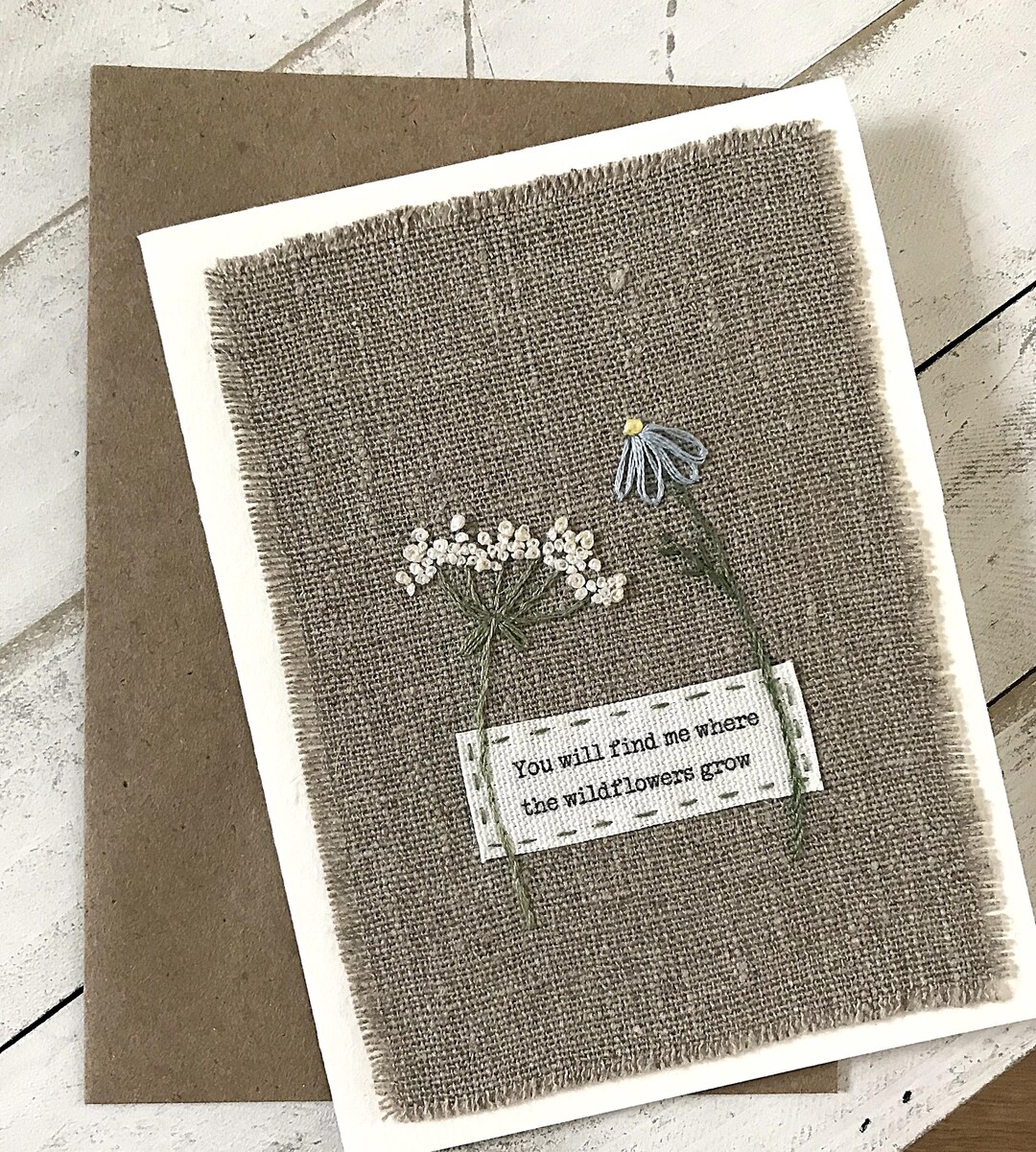 Wildflowers Hand Embroidery Greeting Card, Gift for Her, Hand ...