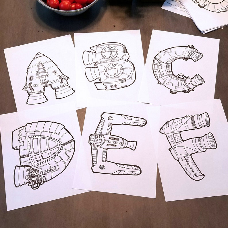 ABC, 123 Spaceship Letters Alphabet Coloring Book by Sean Mcmenemy ...