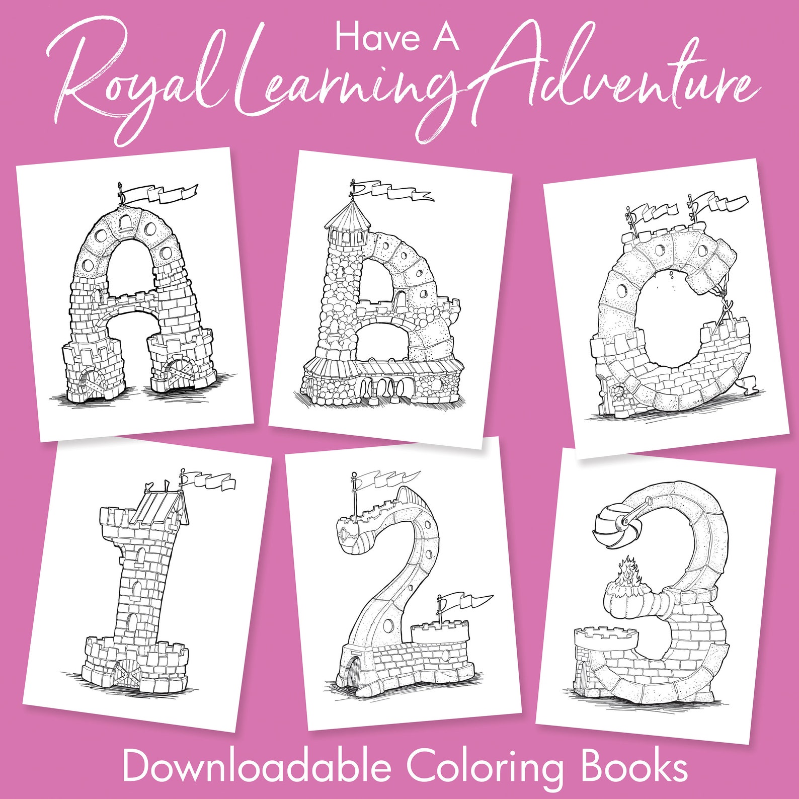 Castle ABC 123 Coloring Books Colorbook4nerdlings by Sean - Etsy