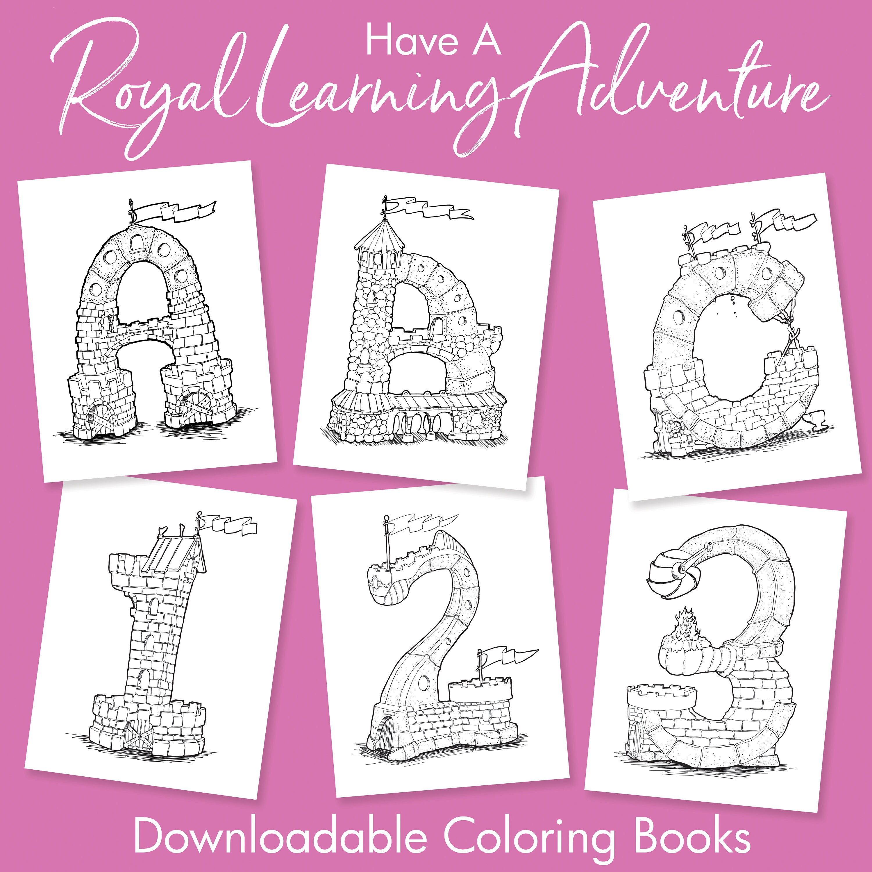 Castle ABC 123 Coloring Books Colorbook4nerdlings by Sean - Etsy