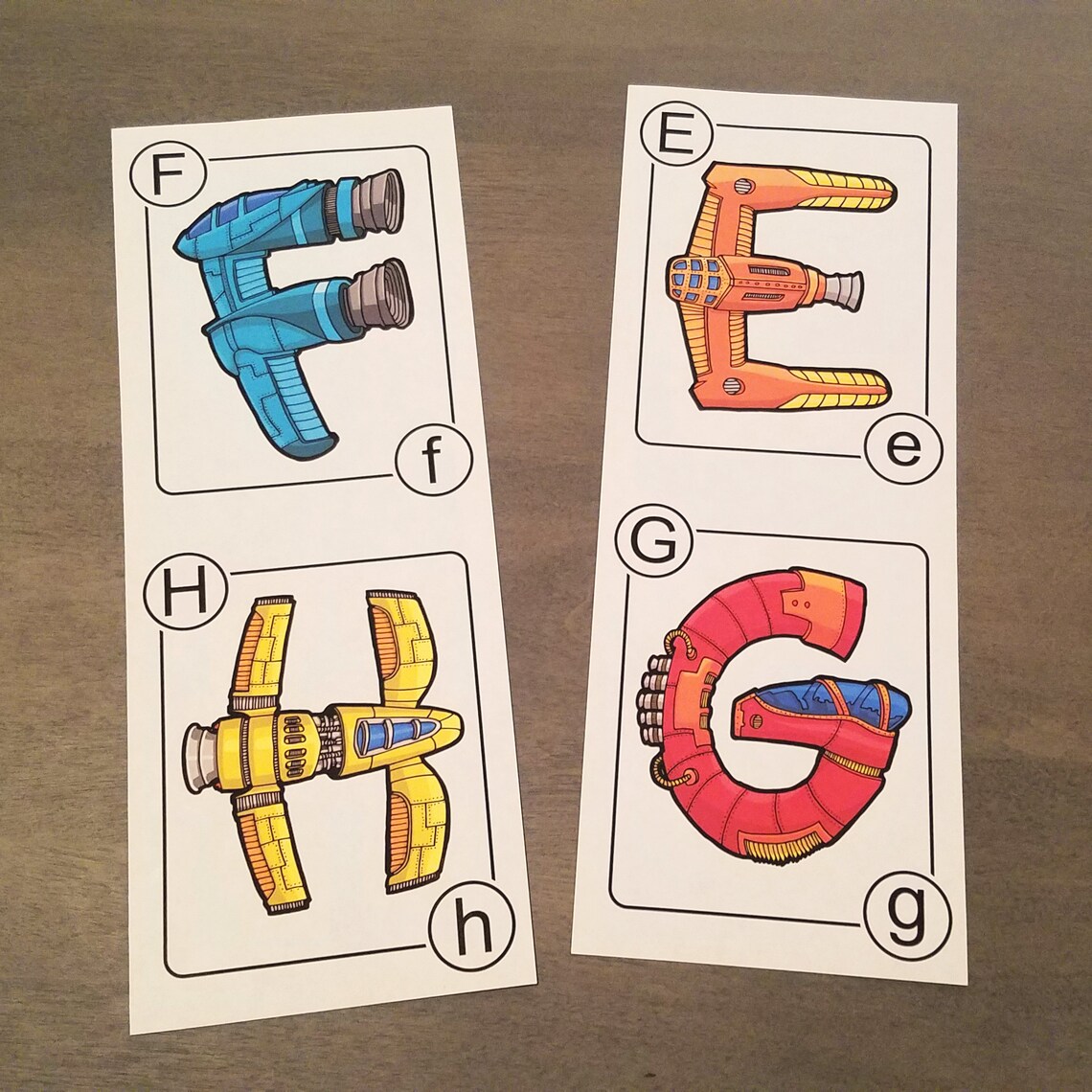 Spaceship Letter Flashcards - Colorbook4nerdlings by Sean Mcmenemy - Etsy