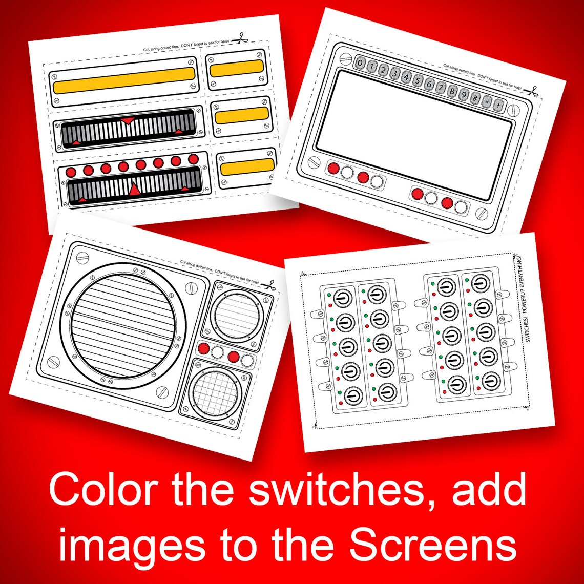 Printable Control Panels Coloring Books. Spaceship Cockpit Instrument ...