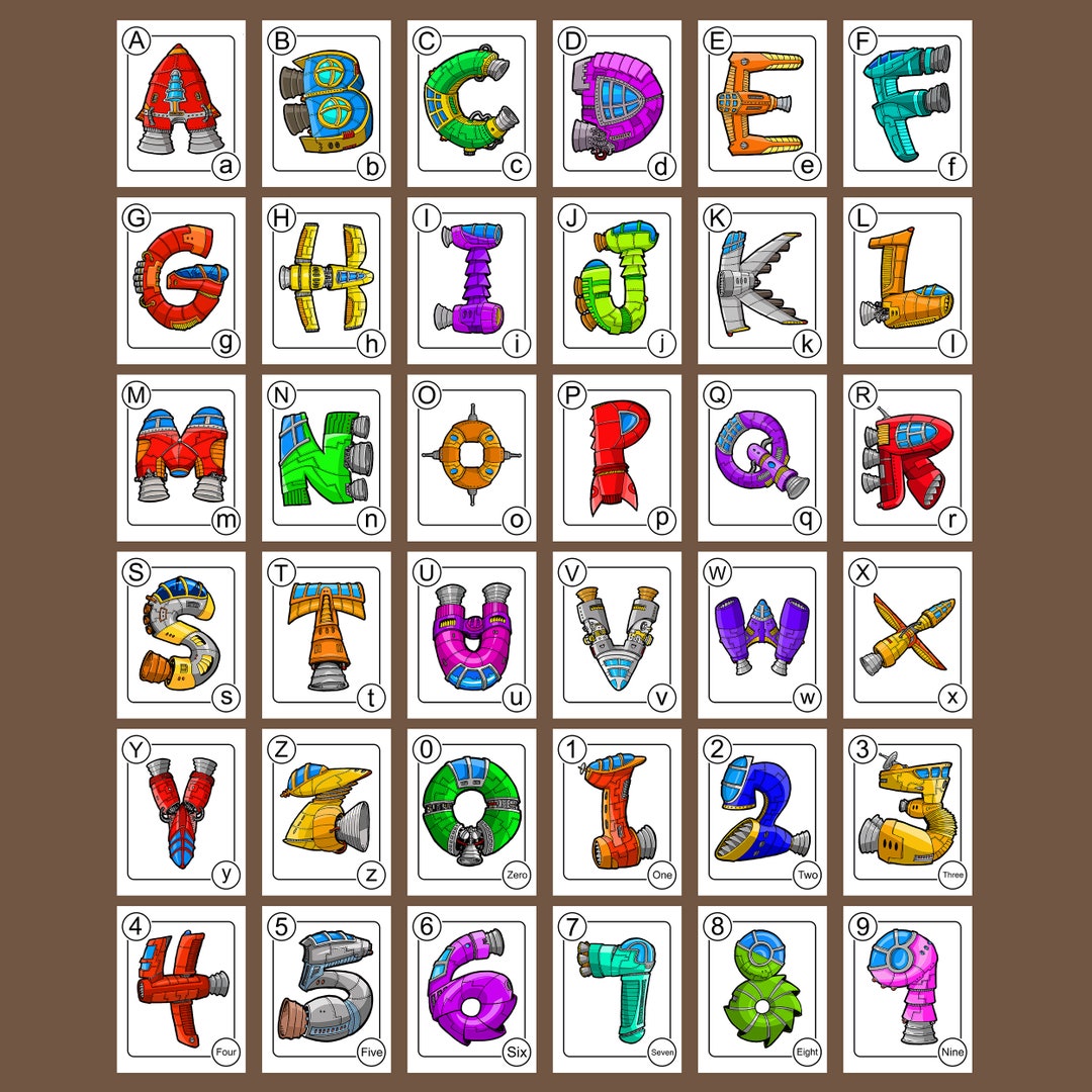 Spaceship Letter Flashcards - Colorbook4nerdlings by Sean Mcmenemy - Etsy