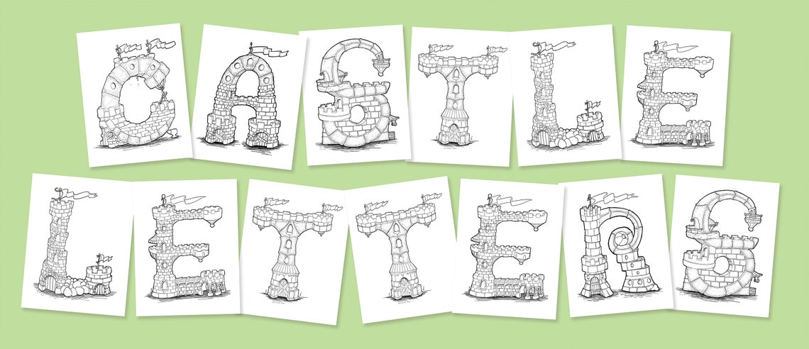 Castle ABC 123 Coloring Books Colorbook4nerdlings by Sean - Etsy
