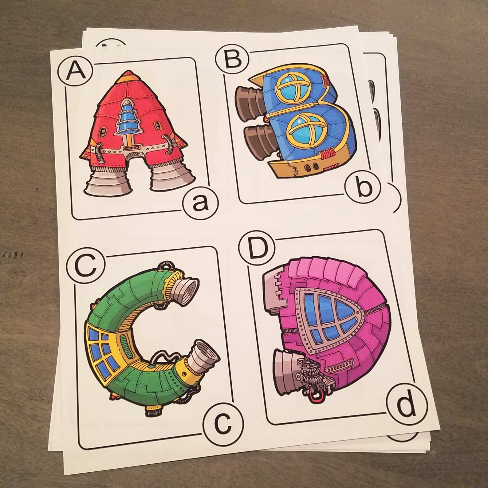 Spaceship Letter Flashcards - Colorbook4nerdlings by Sean Mcmenemy - Etsy