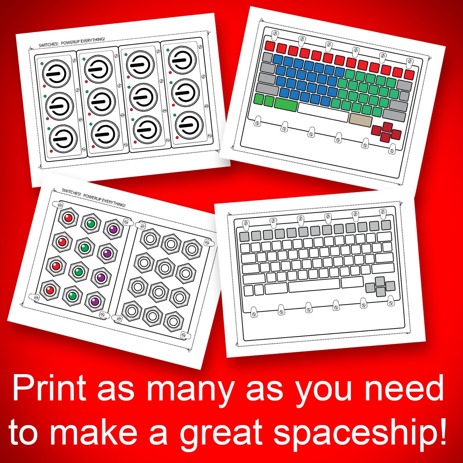 Printable Control Panels Coloring Books. Spaceship Cockpit Instrument ...